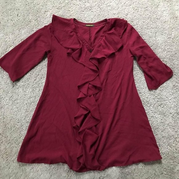 Reborn | Dresses | Reborn Womens Large Maroon Button Down Dress | Poshmark